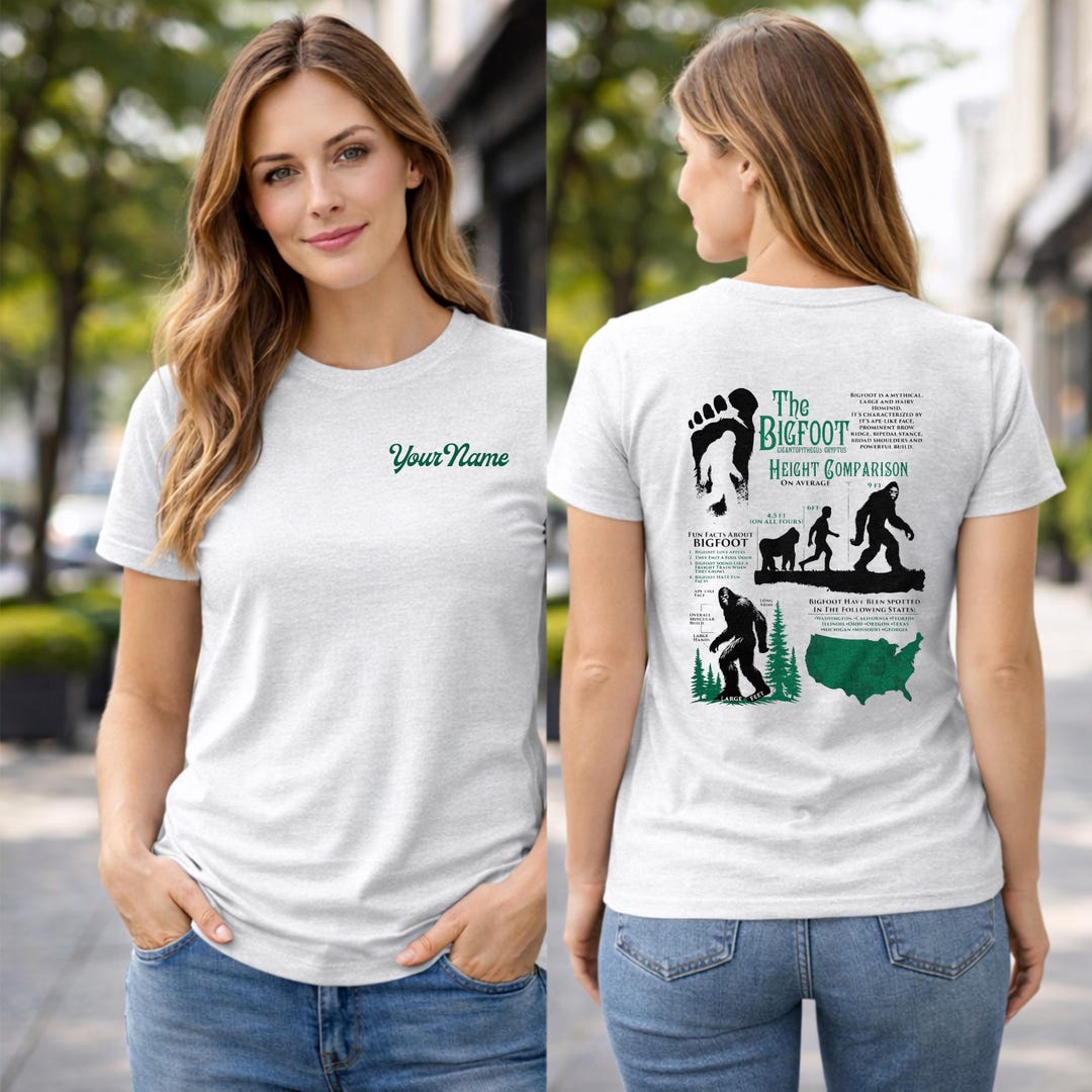 Personalized Bigfoot Shirt With Custom Name, Sasquatch Height ...