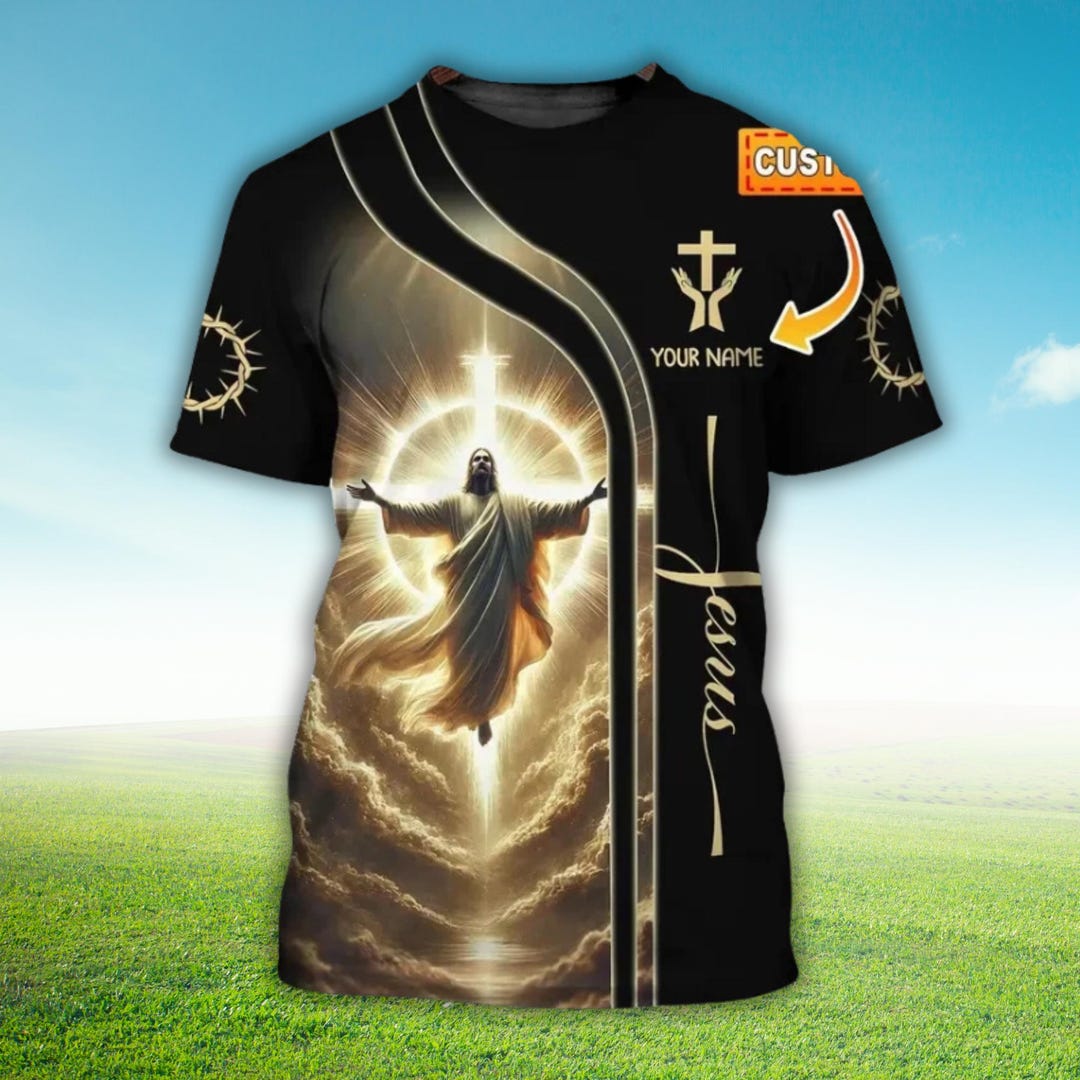 Personalized Jesus Resurrection T Shirt With Name, Christian Cross ...