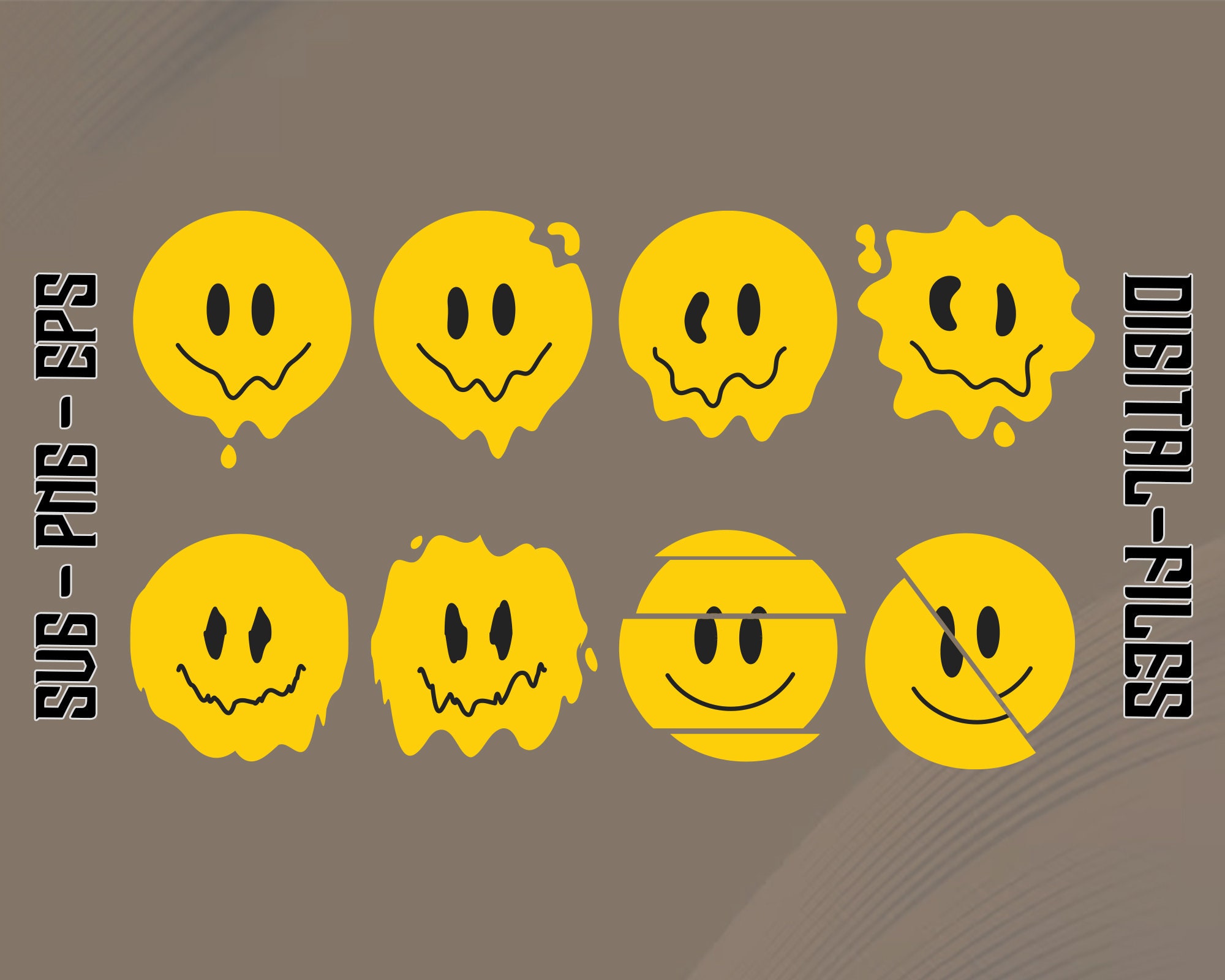 Drippy Smiley Face Svg Bundle, Groovy Face Svg Bundle, Smiley Face Svg ...