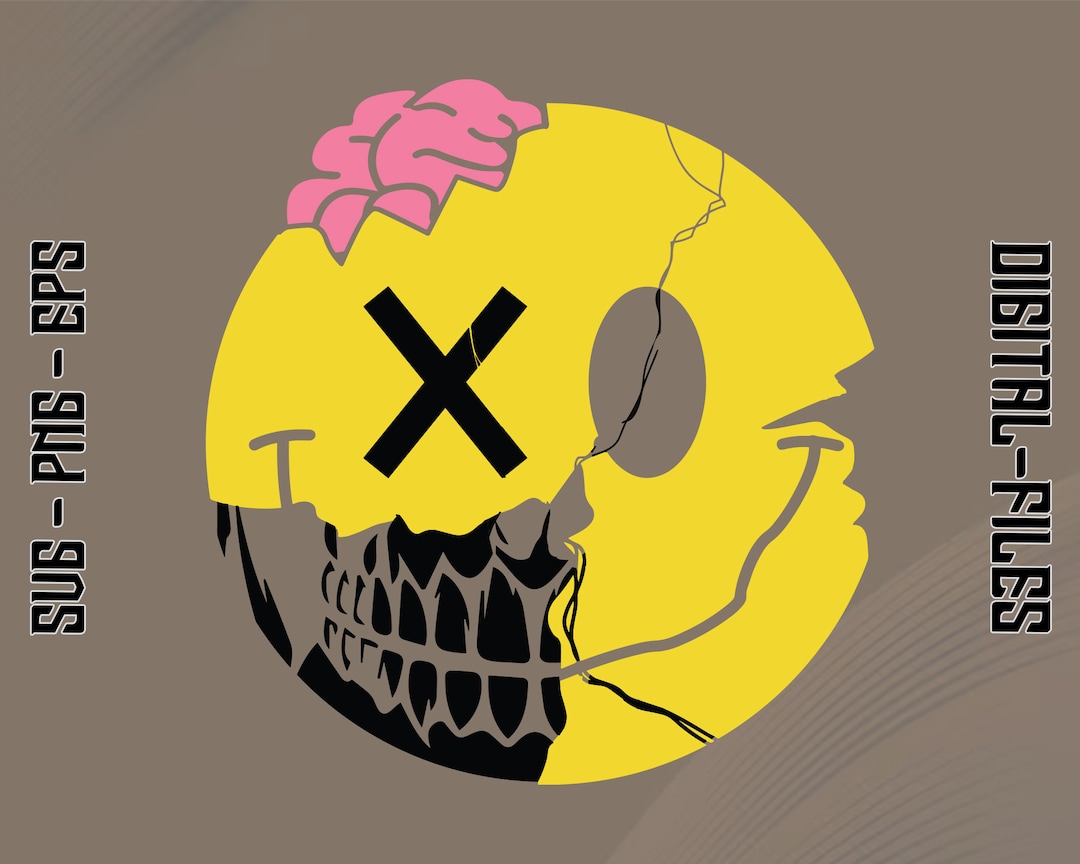 Half Smiley and Skull Svg, Smiley Skull Svg, Emoji Skull Svg, Smiley ...