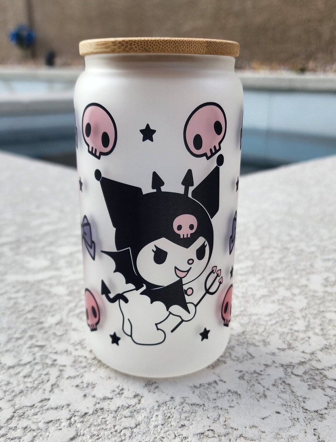 16 Oz Kuromi Frosted Glass Cup - Etsy
