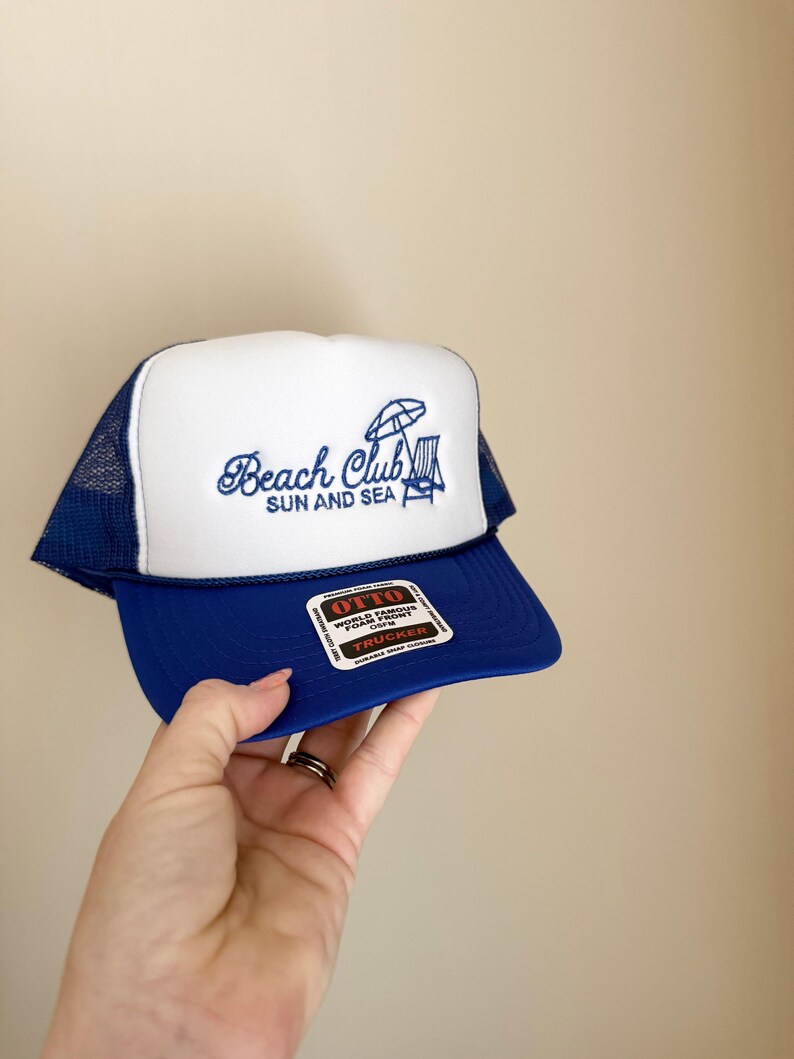 Beach Club Royal and White Otto Foam + Mesh Trucker Hat- Beach ...