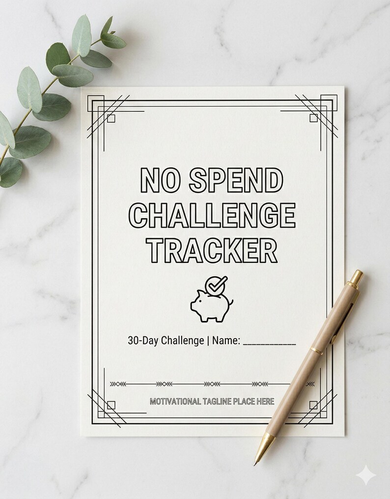 30-day No Spend Challenge Tracker | Savings Budget Planner (PDF ...