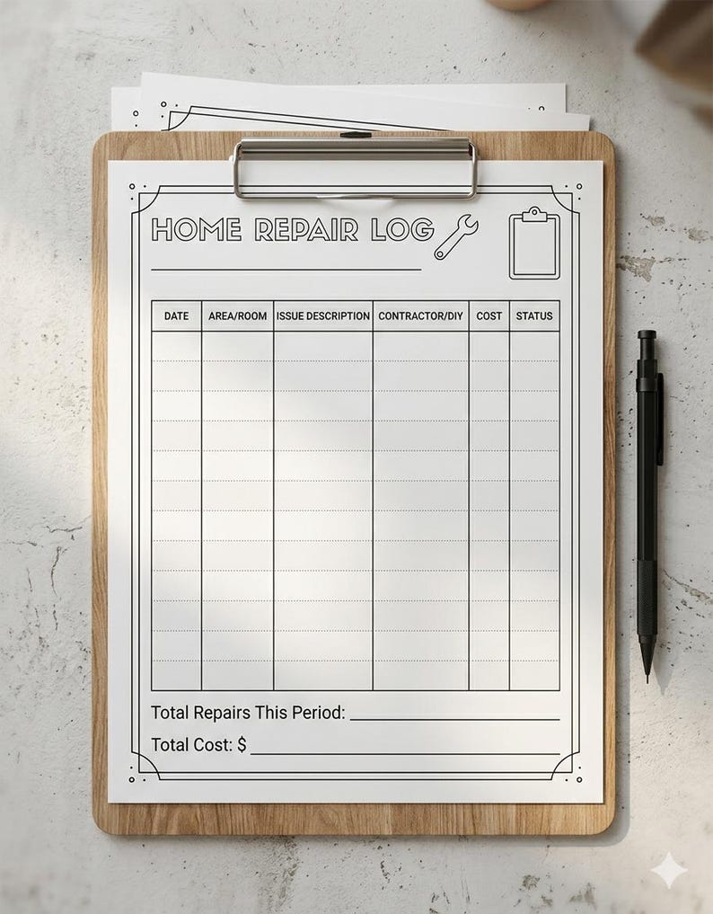Home Maintenance Tracker Printable | Repair Log, Appliance, Seasonal ...