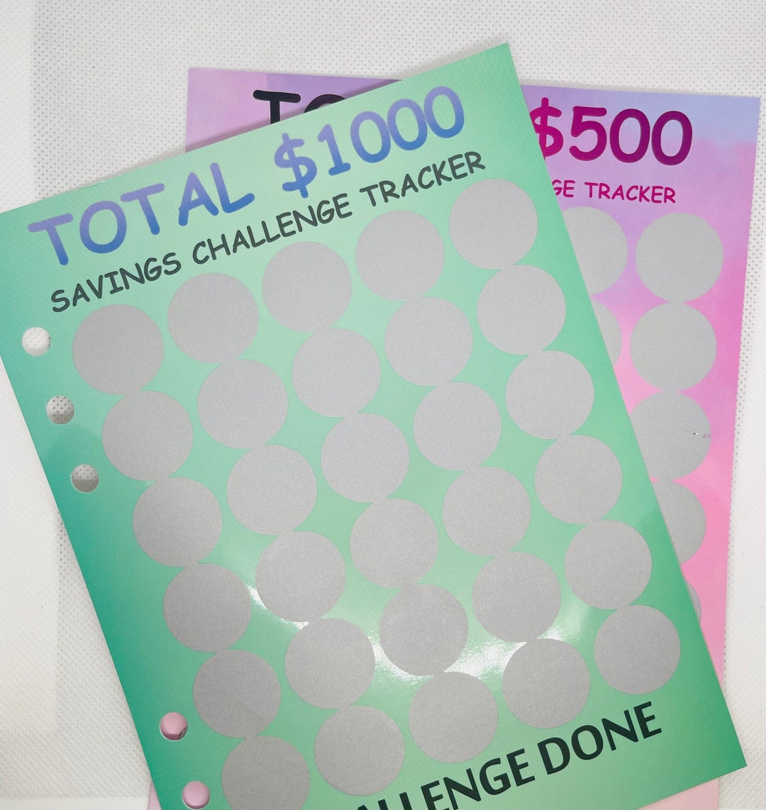 Scratch-off Money Saving Challenge Binder Set 4 A5 Loose Leaf Trackers ...