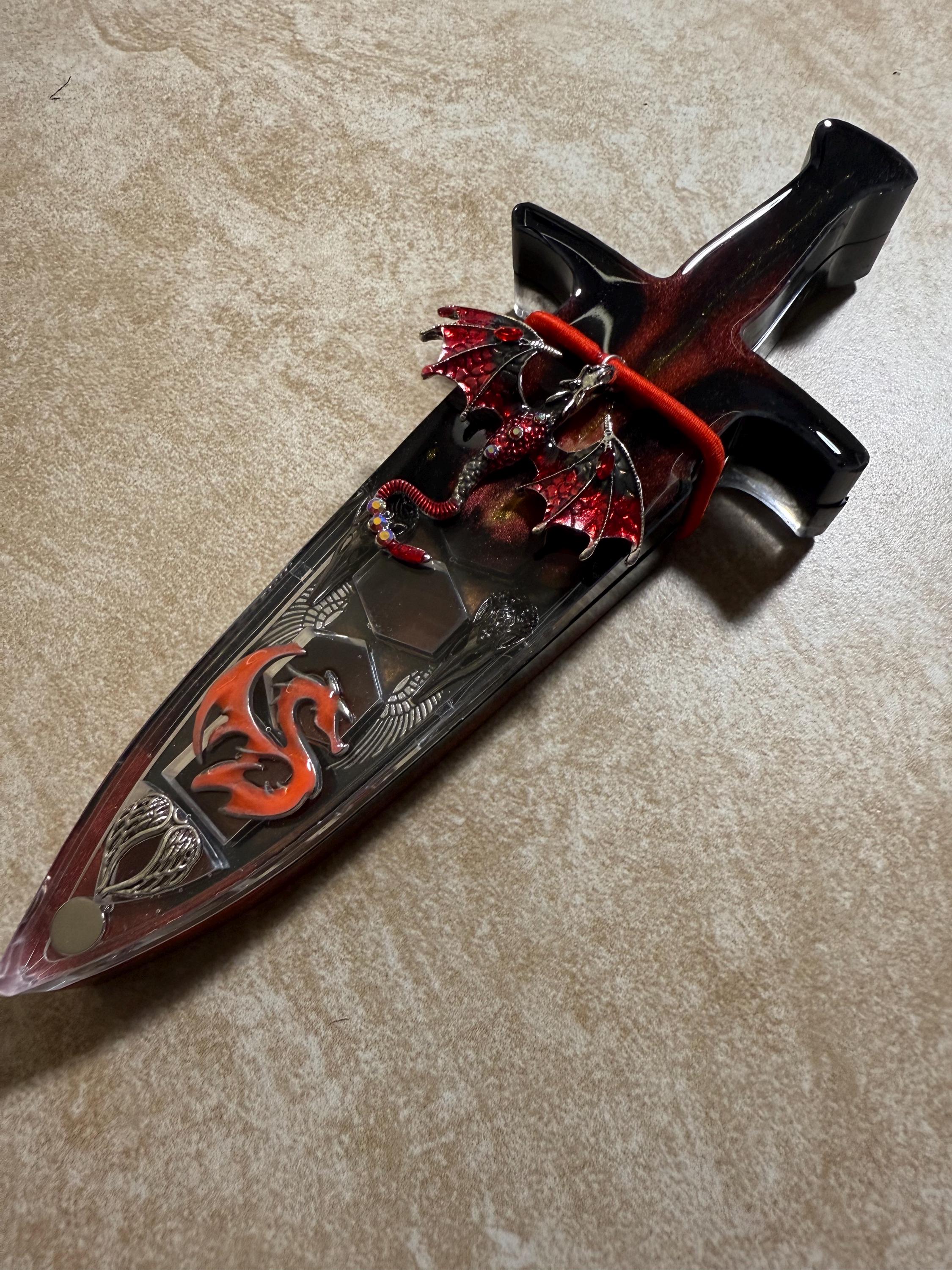 Cursed Molten Blade Dice Sword: Fire Enchants, RPG Dice Holder With a ...