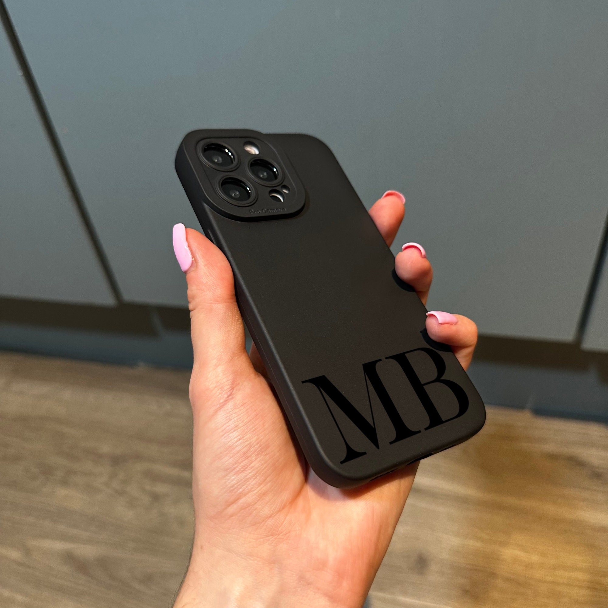 Personalised Large Initial Black Phone Case for iPhone 17 16 15 14 13 ...