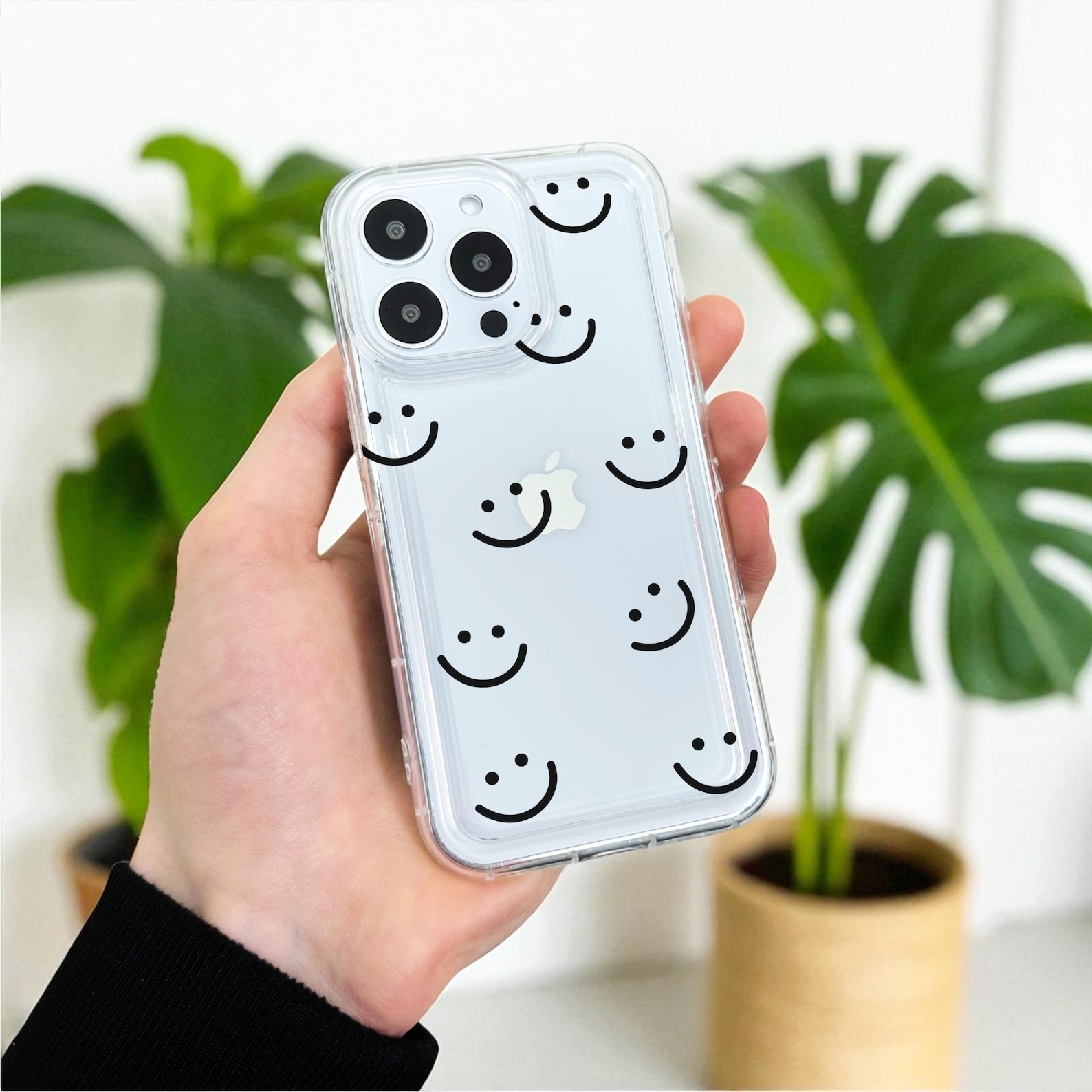 Smile Happy Pattern Clear Phone Case for iPhone 17 16 15 14 13 12 11 11 ...