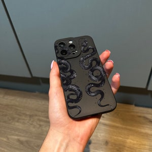 Black Snake Print Phone Case for iPhone 17 16 15 14 13 12 11 11 Pro Max ...