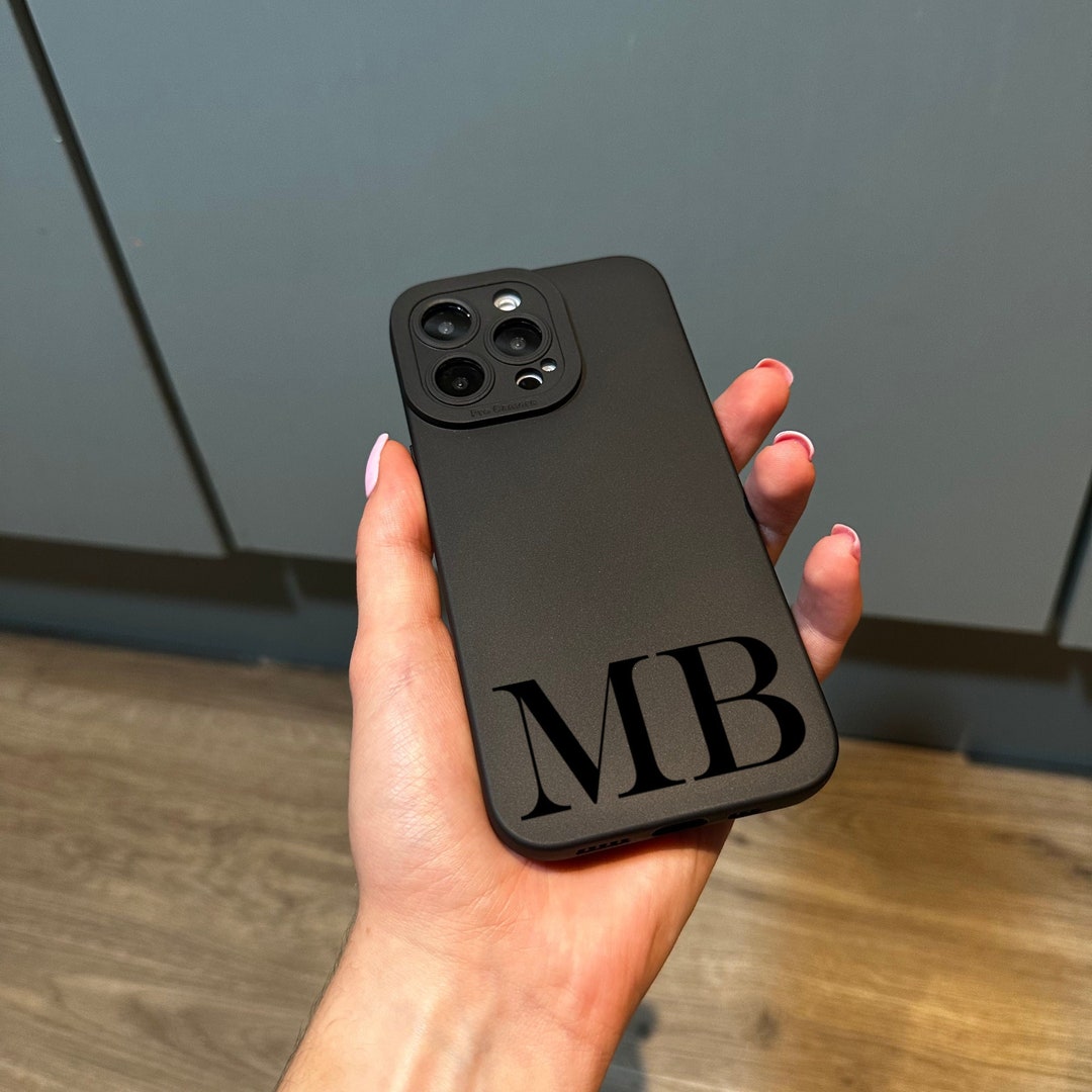 Personalised Large Initial Black Phone Case for iPhone 17 16 15 14 13 ...