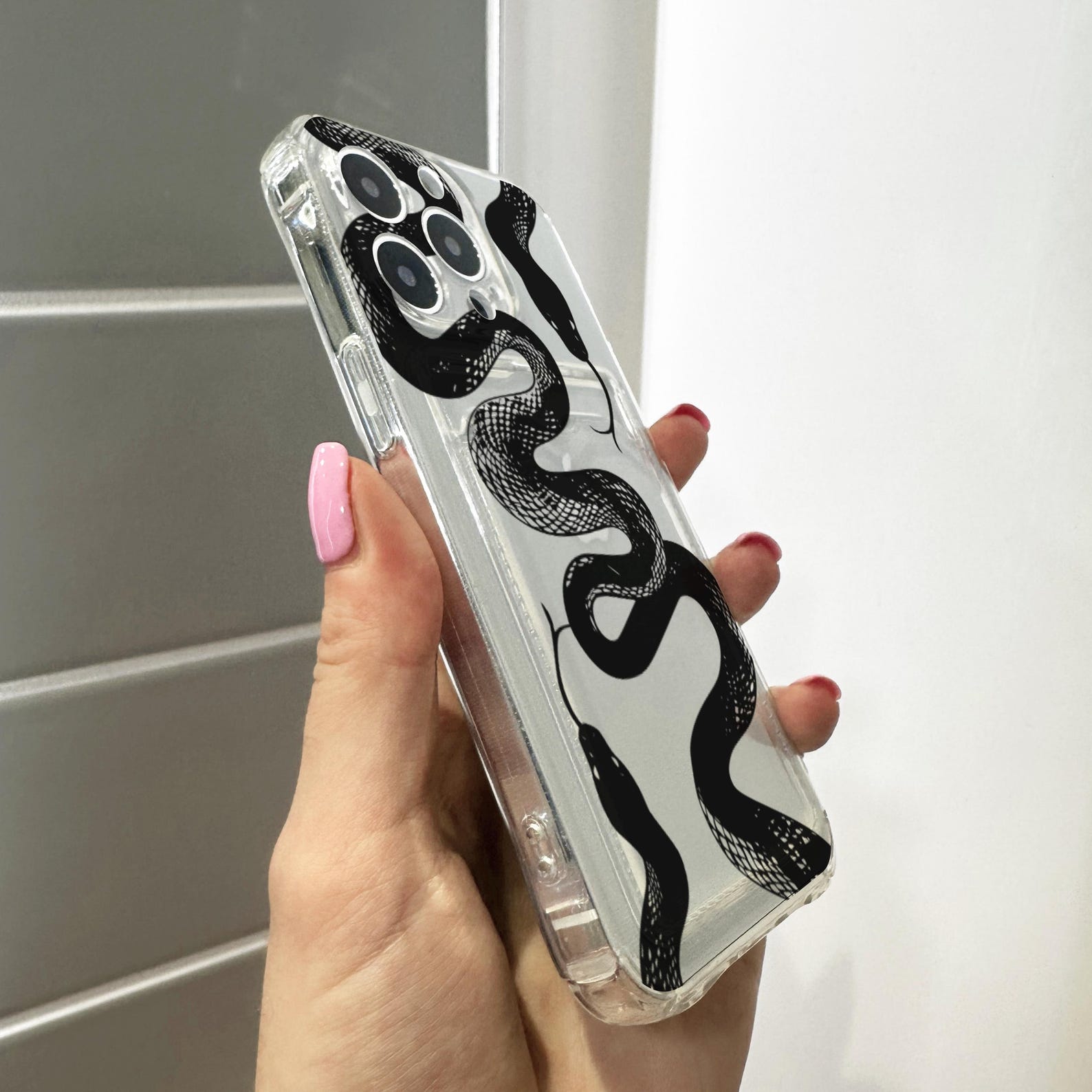 Snake Pattern Card Holder Phone Case for iPhone 17 16 15 14 13 12 11 11 ...