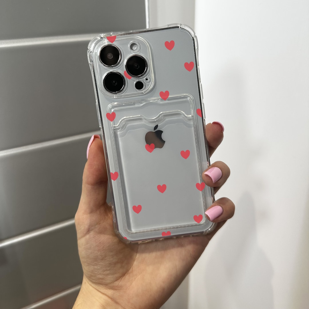 Red Heart Card Holder Phone Case for iPhone 15 14 13 12 11 11 Pro Max ...