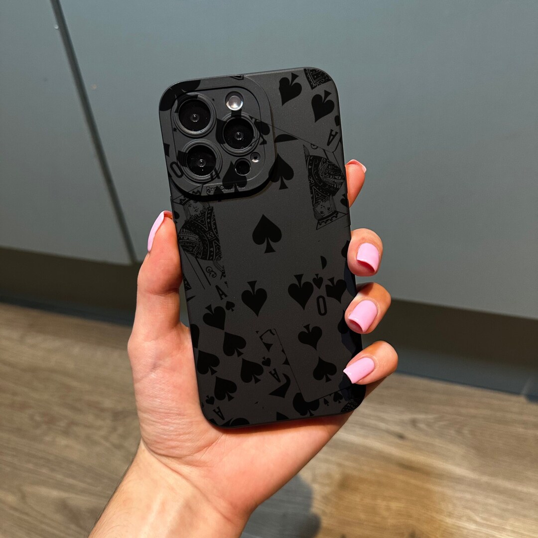 Black Playing Cards Ace Phone Case for iPhone 16 15 14 13 12 11 11 Pro ...
