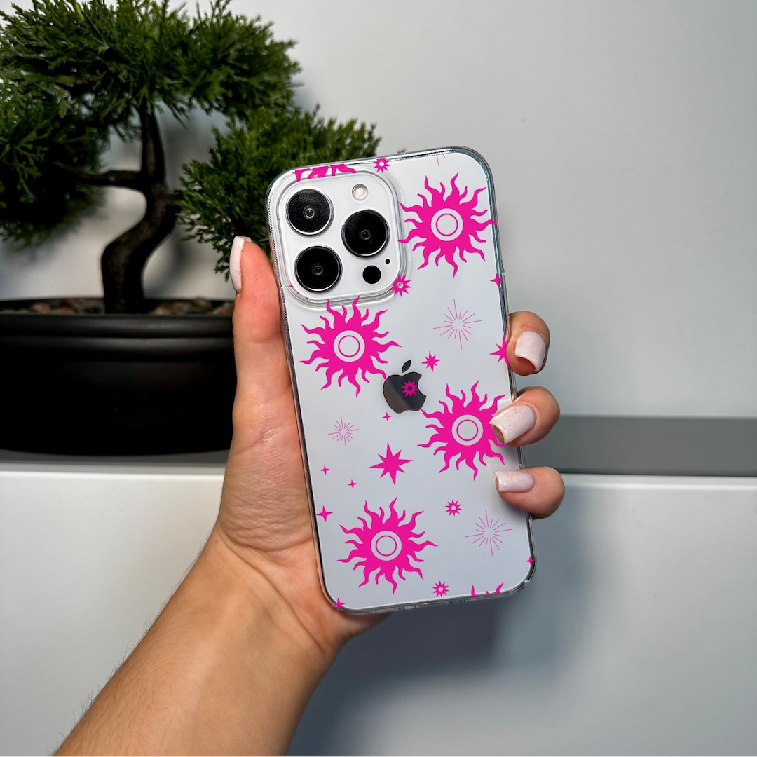 Sun and Star Pink Clear Phone Case for iPhone 15 14 13 12 11 11 Pro Max ...