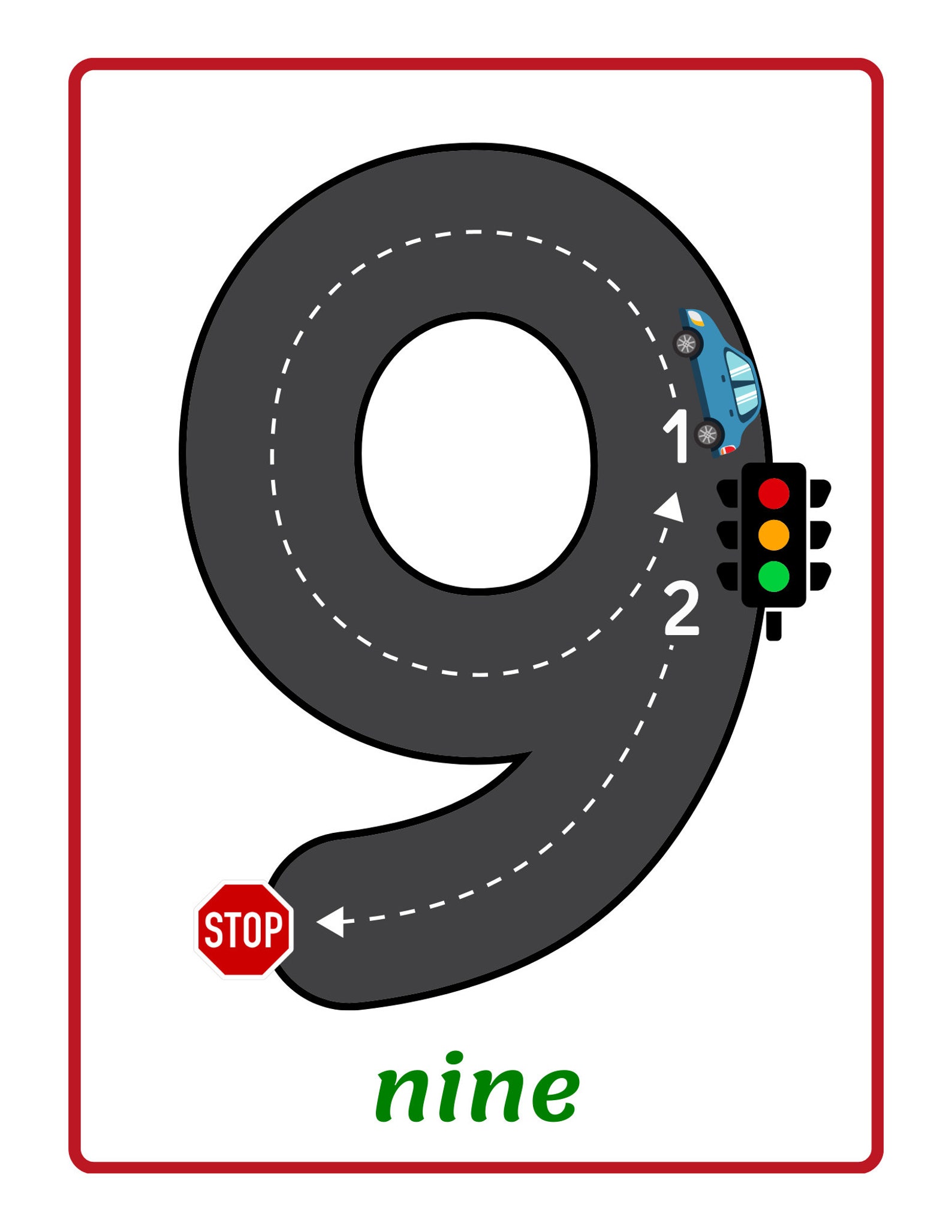 Numbers Printable Road Mat for Boys, Tracing Activity for Toddler and ...