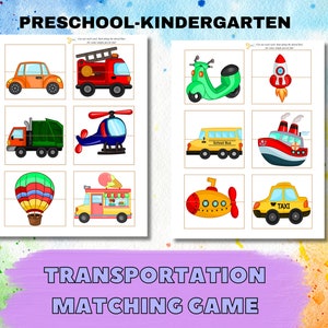 Vehicles Matching Activity, 26 Transports Puzzles, Symmetry Cards, Kids ...