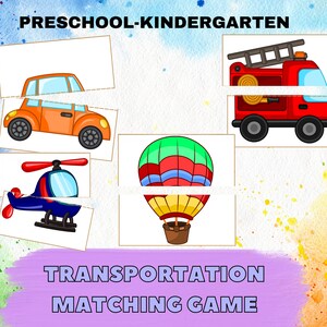 Vehicles Matching Activity, 26 Transports Puzzles, Symmetry Cards, Kids ...
