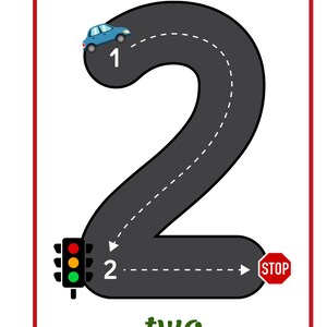 Numbers Printable Road Mat for Boys, Tracing Activity for Toddler and ...