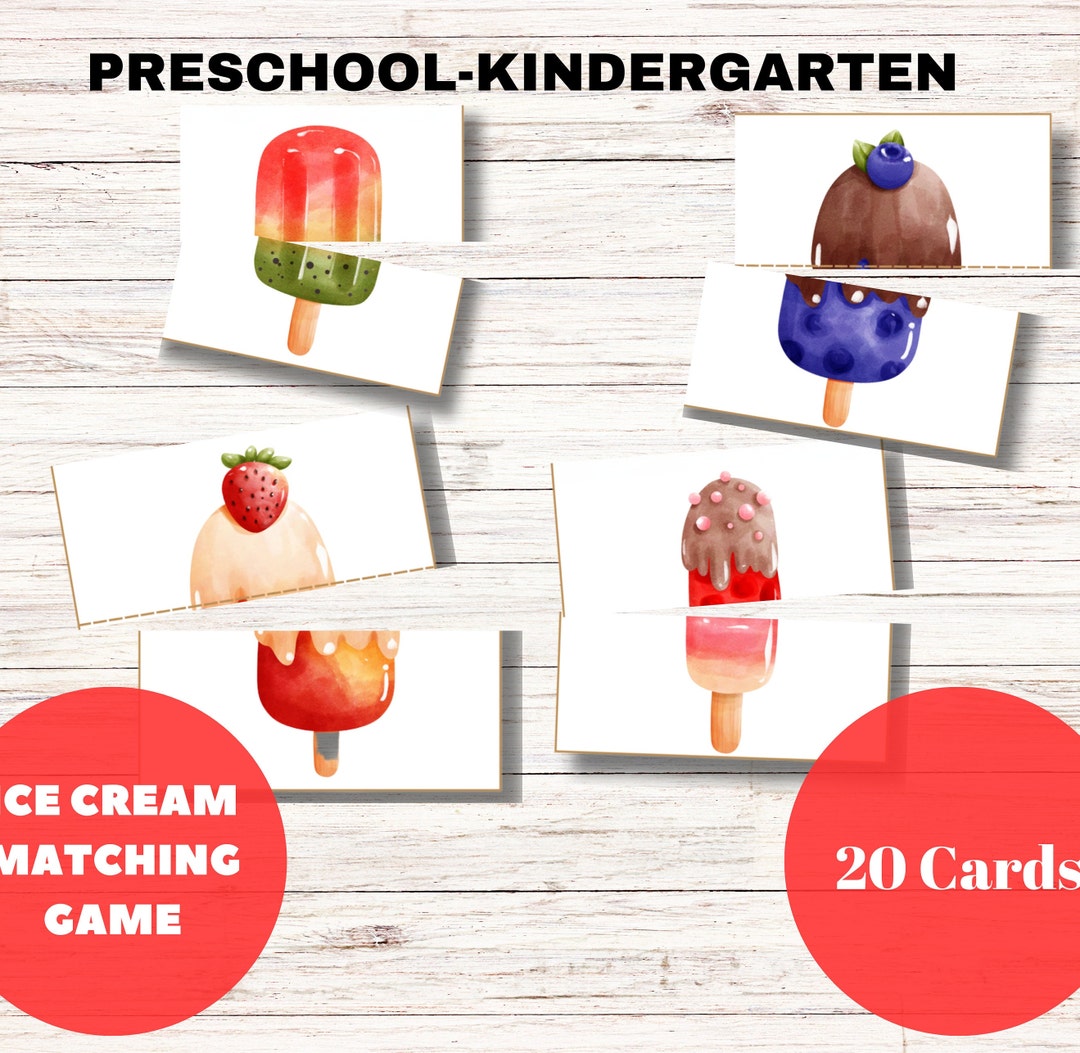 Ice Cream Matching Game for Kids, 20 Ice Cream Puzzles, Matching ...