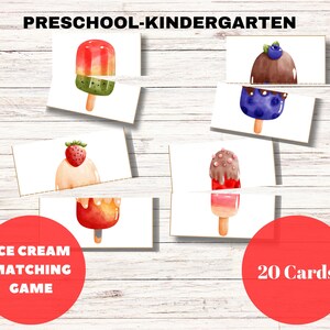 Ice Cream Matching Game for Kids, 20 Ice Cream Puzzles, Matching ...