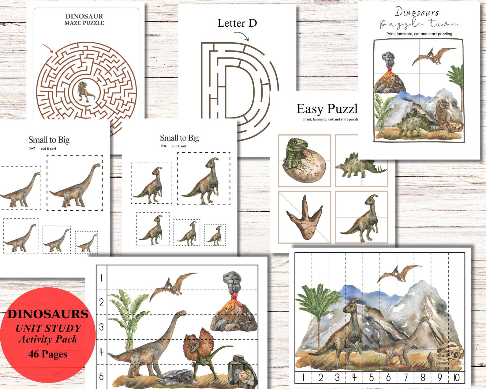 Dinosaurs Unit Study, Preschool Learning Pack (PDF) - Etsy