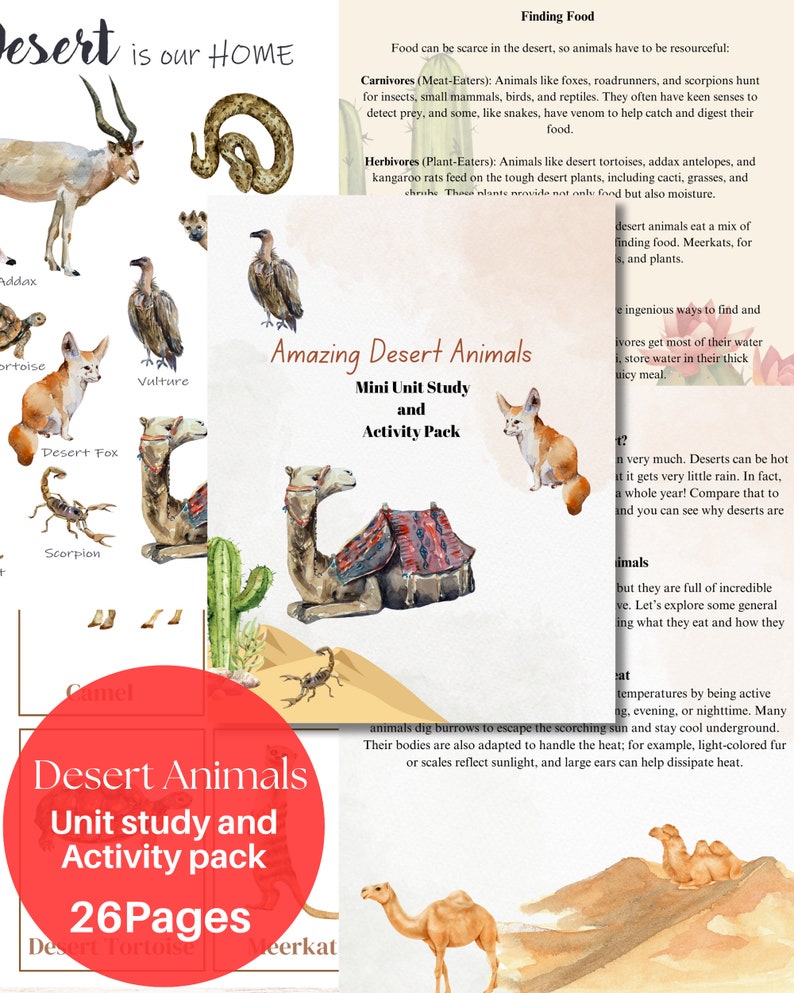 Desert Animals Unit Study, Desert Activities, Nature Journal - Etsy