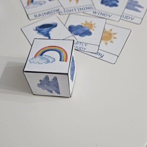 Weather Cards, Weather Cube. Weather Game. Montessori Flashcards. Pre ...