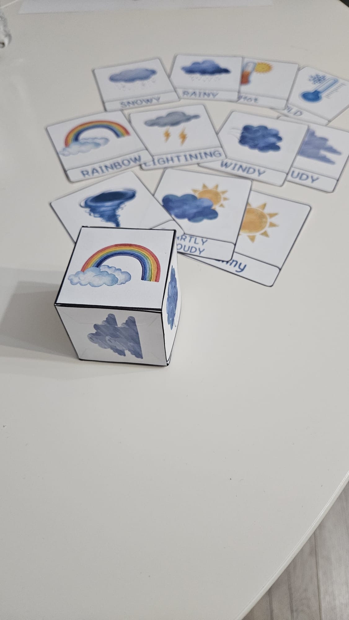 Weather Cards, Weather Cube. Weather Game. Montessori Flashcards. Pre ...