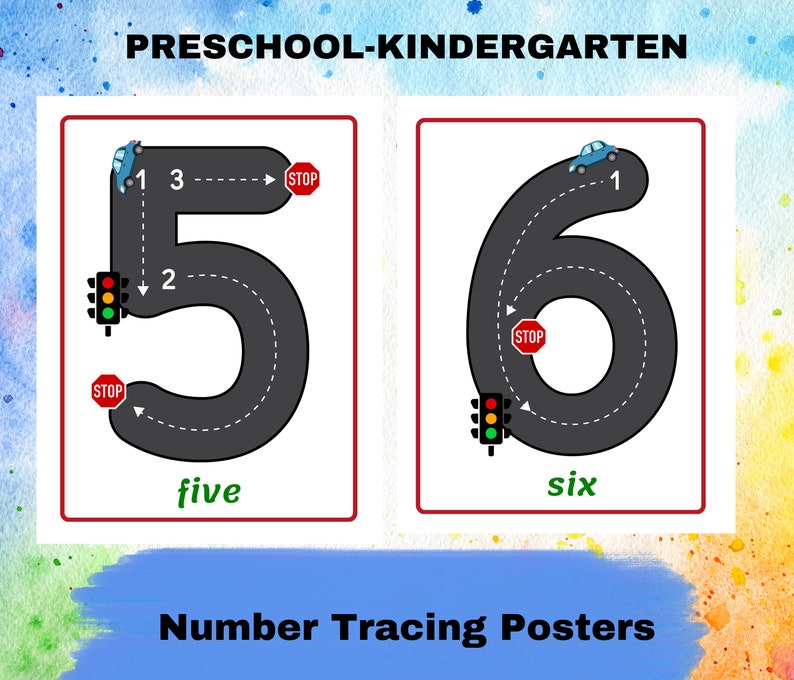 Numbers Printable Road Mat for Boys, Tracing Activity for Toddler and ...