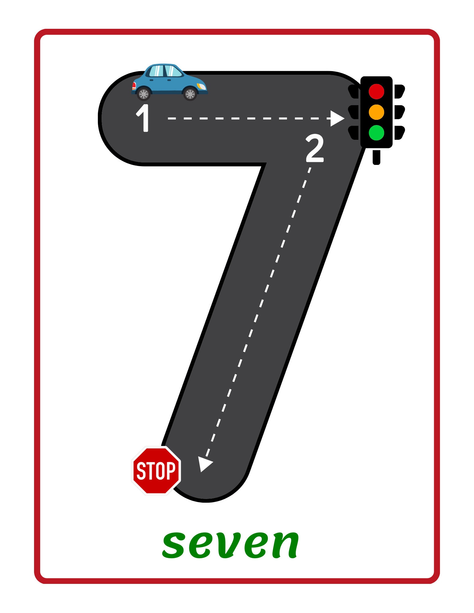 Numbers Printable Road Mat for Boys, Tracing Activity for Toddler and ...