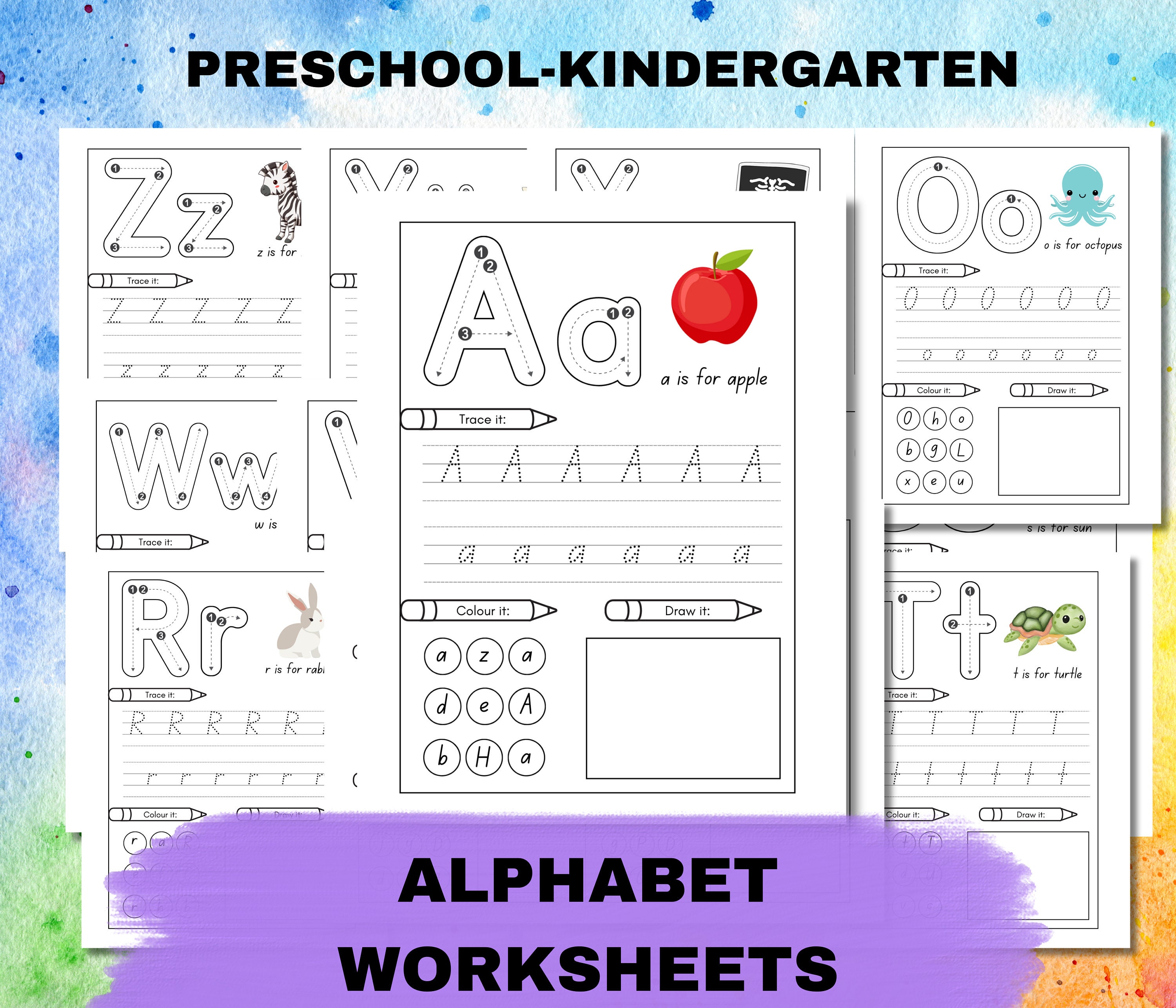 PRINTABLE Alphabet Letters Tracing Worksheets. Preschool-kindergarten ...
