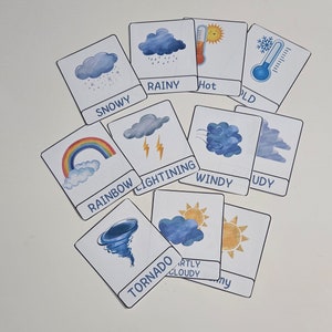 Weather Cards, Weather Cube. Weather Game. Montessori Flashcards. Pre ...