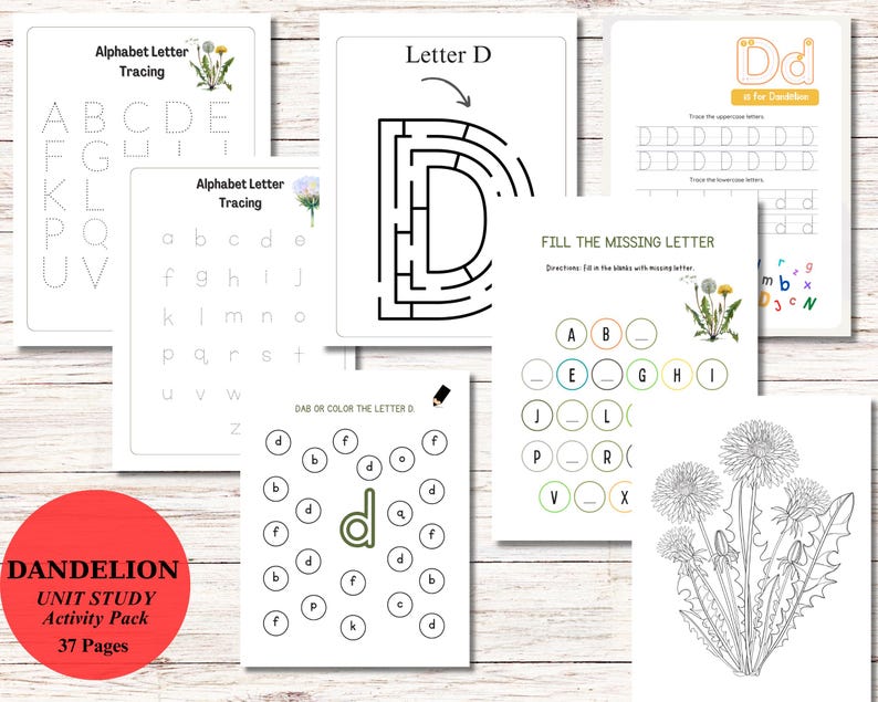 Dandelion Unit Study and Activity Pack, Nature Study, Life Cycle ...