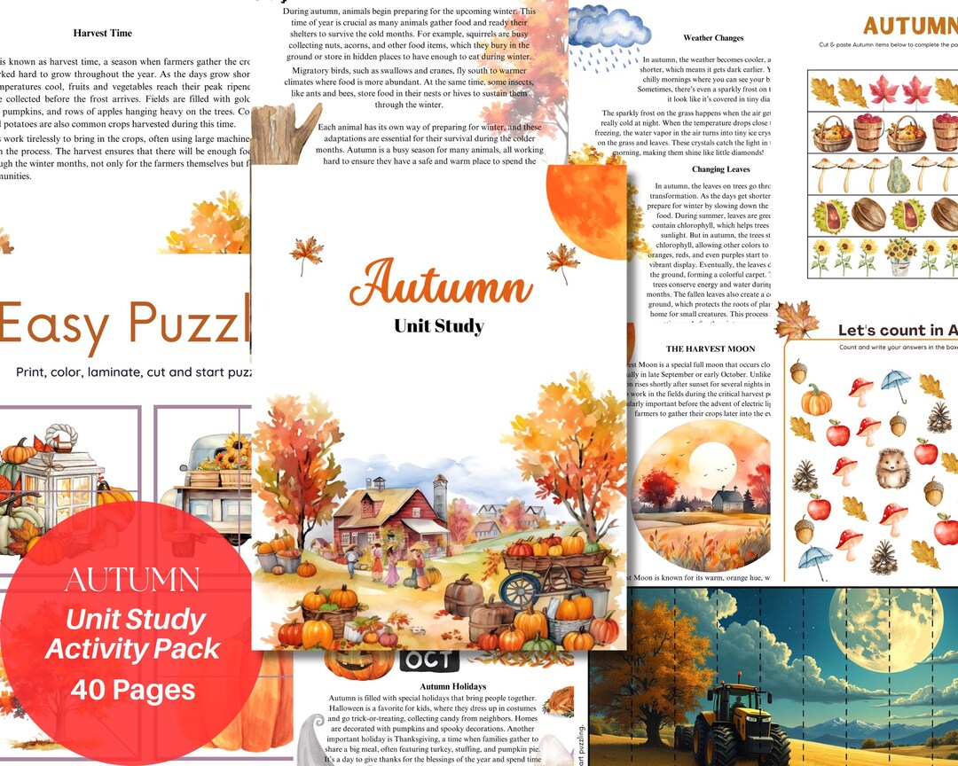 Autumn Unit Study, Fall Activities, Ages 3-6 (digital Download) - Etsy