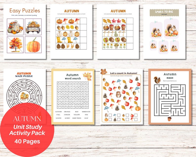 Autumn Unit Study, Fall Activities, Ages 3-6 (digital Download) - Etsy