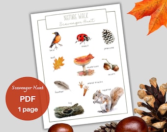 Fall Nature Scavenger Hunt, Scavenger Hunt Kids Outdoor, Backyard ...