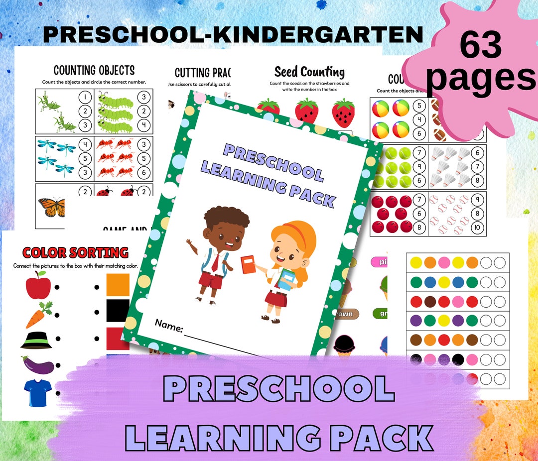 Pre-k + Kindergarten Learning Bundle, Math, Alphabet, and Shapes (PDF ...