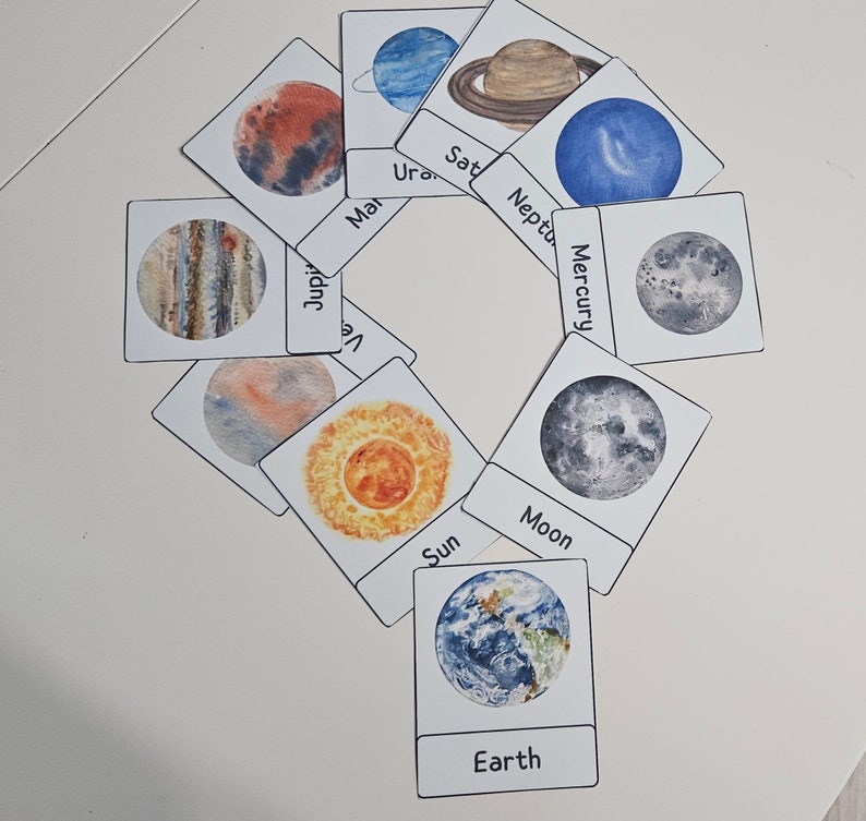 Solar System Flashcards | Montessori Cards | Printable Solar System ...
