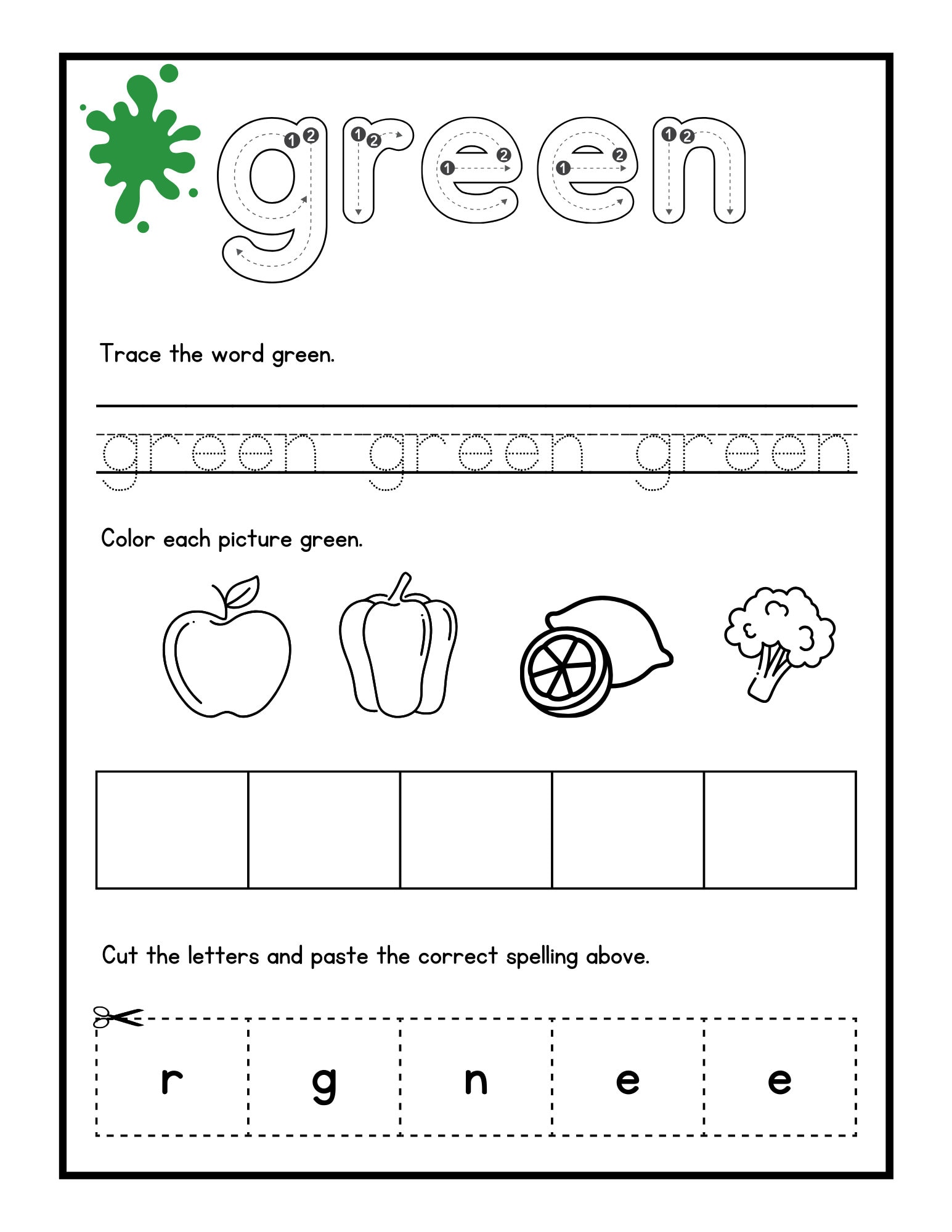 Printable Color Learning and Color Tracing Worksheets for Preschool - Etsy