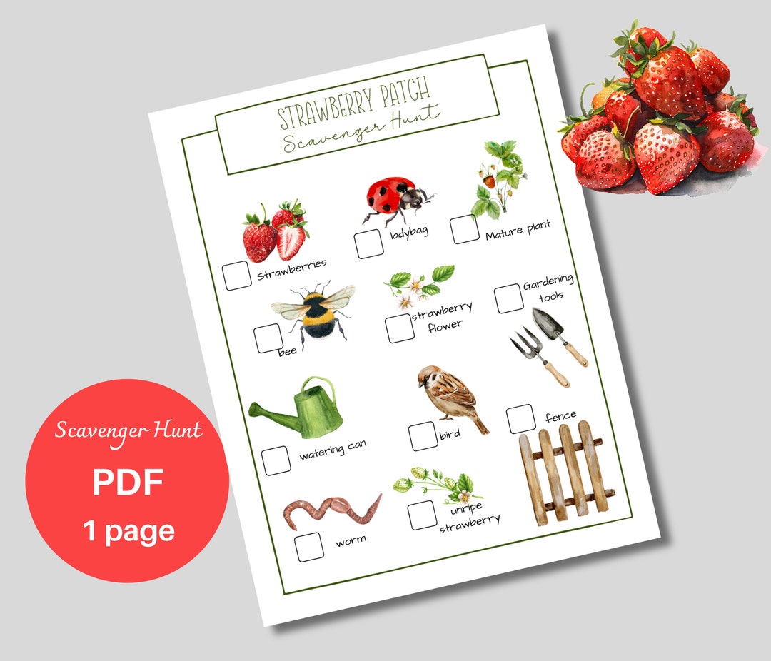 Strawberry Patch Scavenger Hunt, Homeschool, INSTANT DOWNLOAD - Etsy