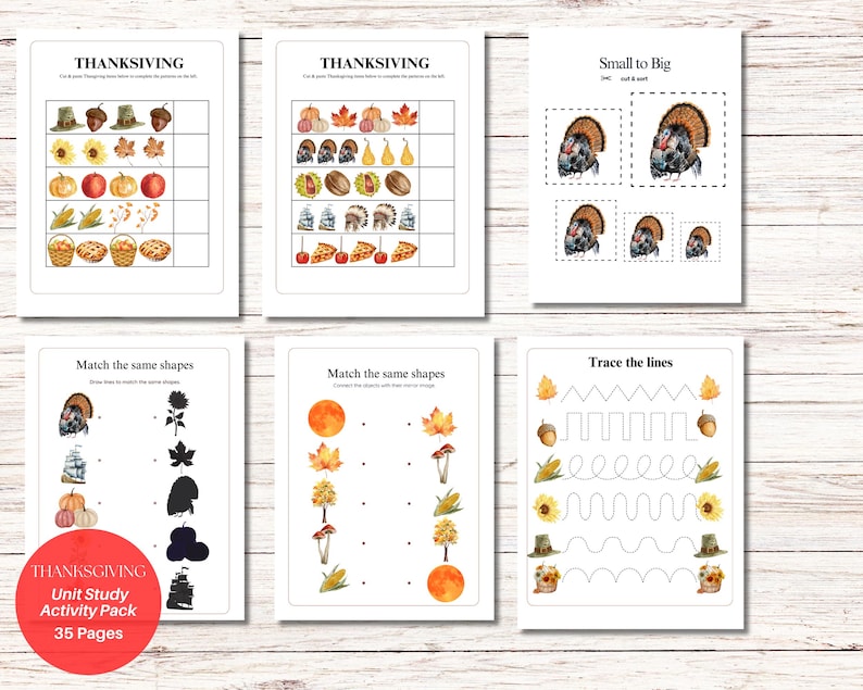 Thanksgiving Unit Study and Activity Pack 3-6 Years Old, Autumn ...