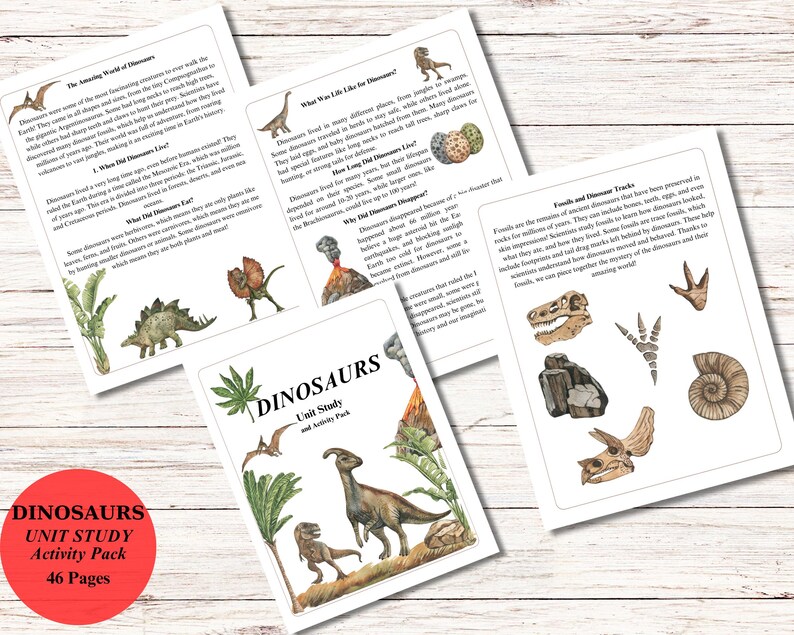 Dinosaurs Unit Study, Preschool Learning Pack (PDF) - Etsy