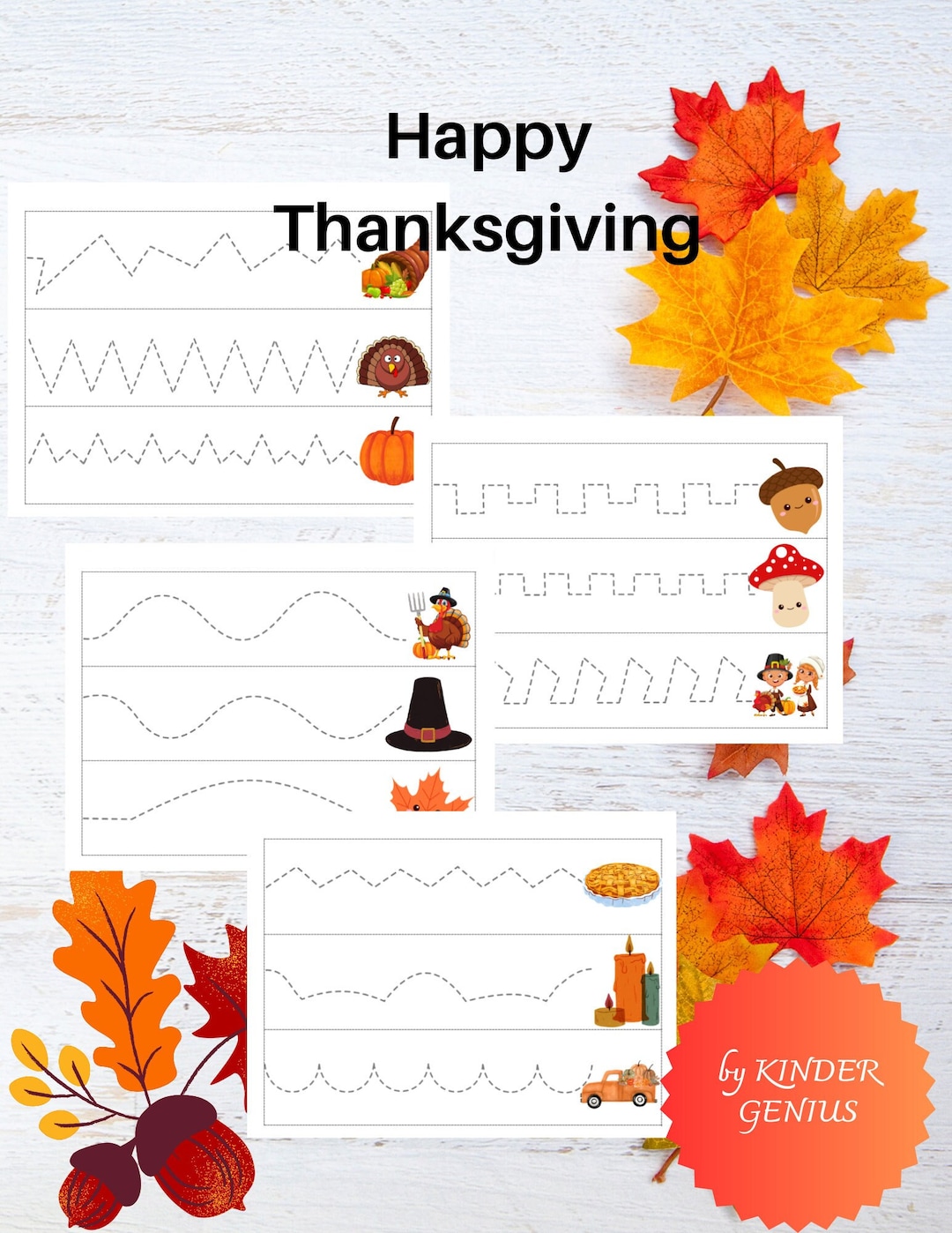 Thanksgiving Prewriting Practice, Worksheet Practice for Toddlers ...