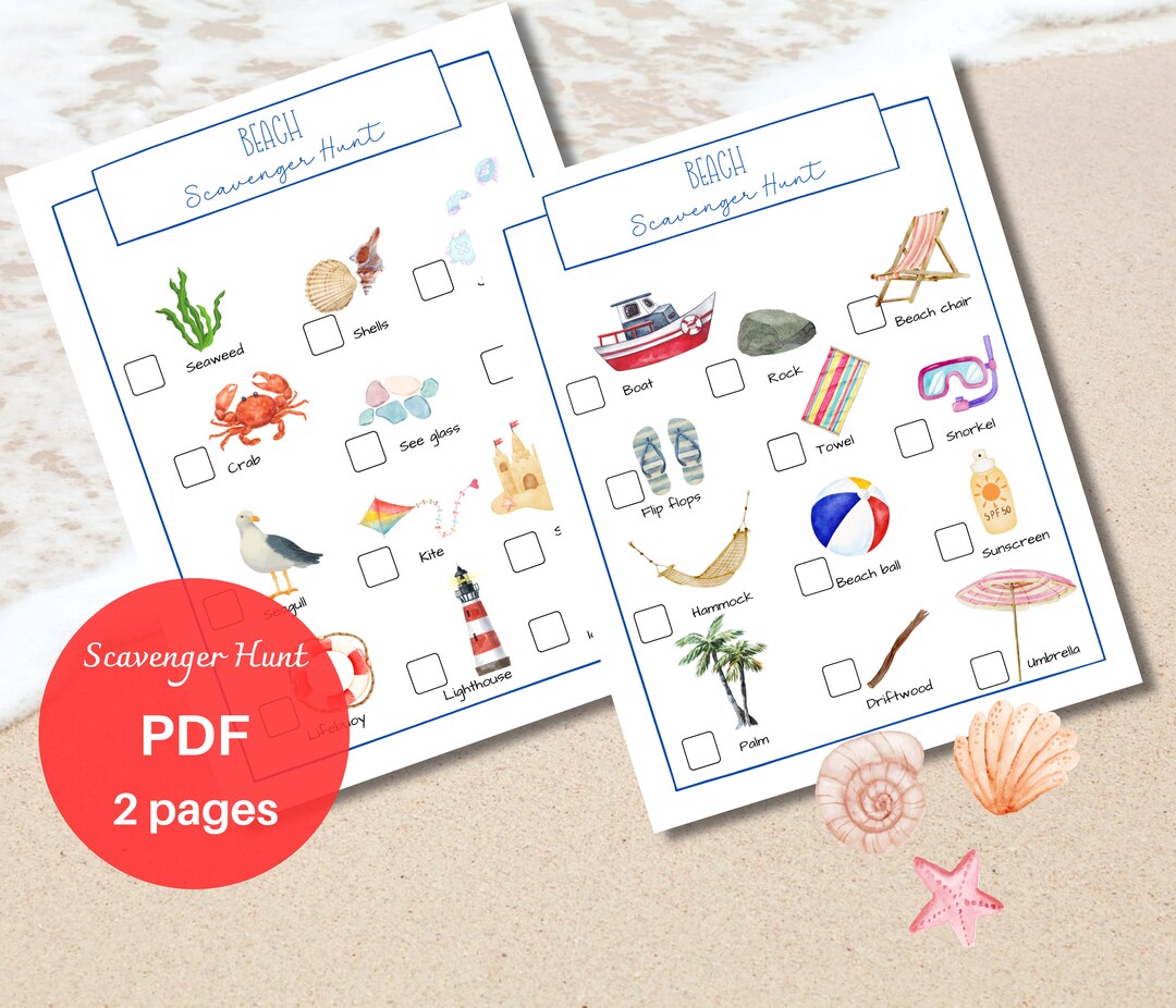 Beach Scavenger Hunt Vacation Scavenger Hunt for Kids Beach Activity ...