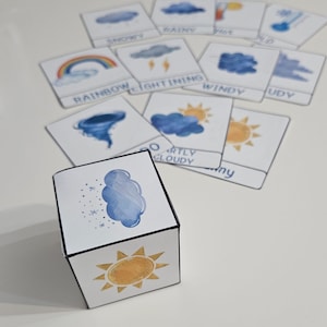 Weather Cards, Weather Cube. Weather Game. Montessori Flashcards. Pre ...