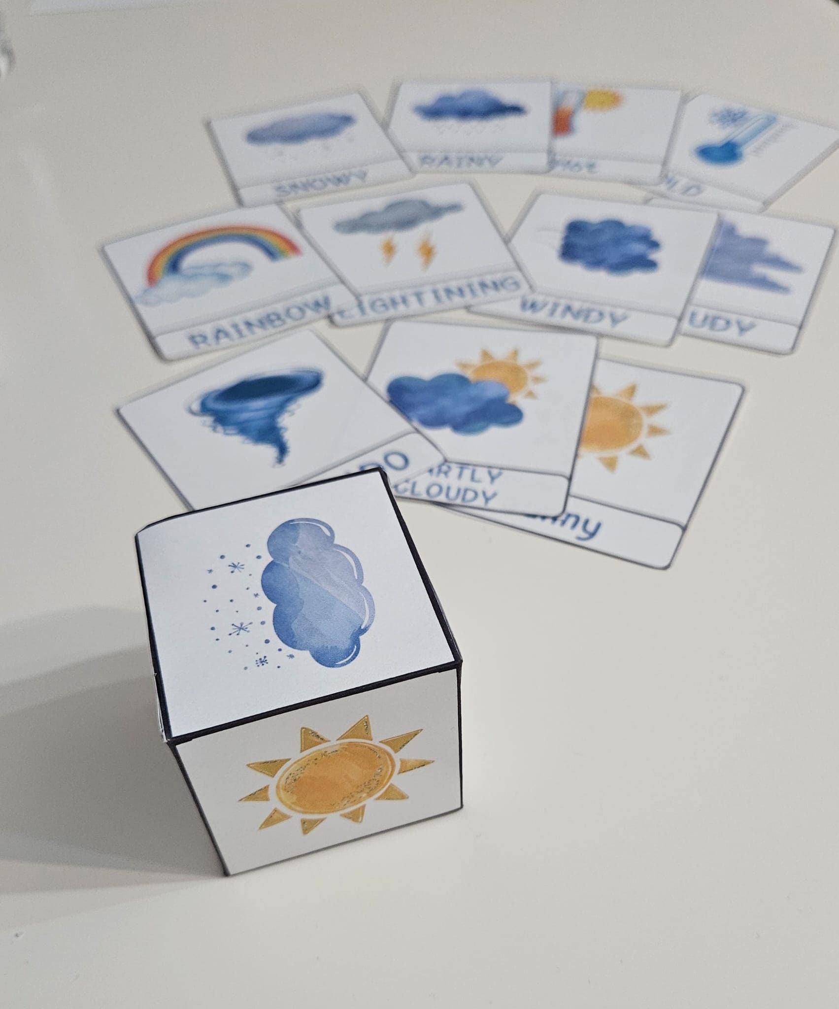 Weather Cards, Weather Cube. Weather Game. Montessori Flashcards. Pre ...