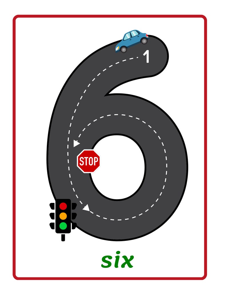 Numbers Printable Road Mat for Boys, Tracing Activity for Toddler and ...