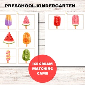 Ice Cream Matching Game for Kids, 20 Ice Cream Puzzles, Matching ...