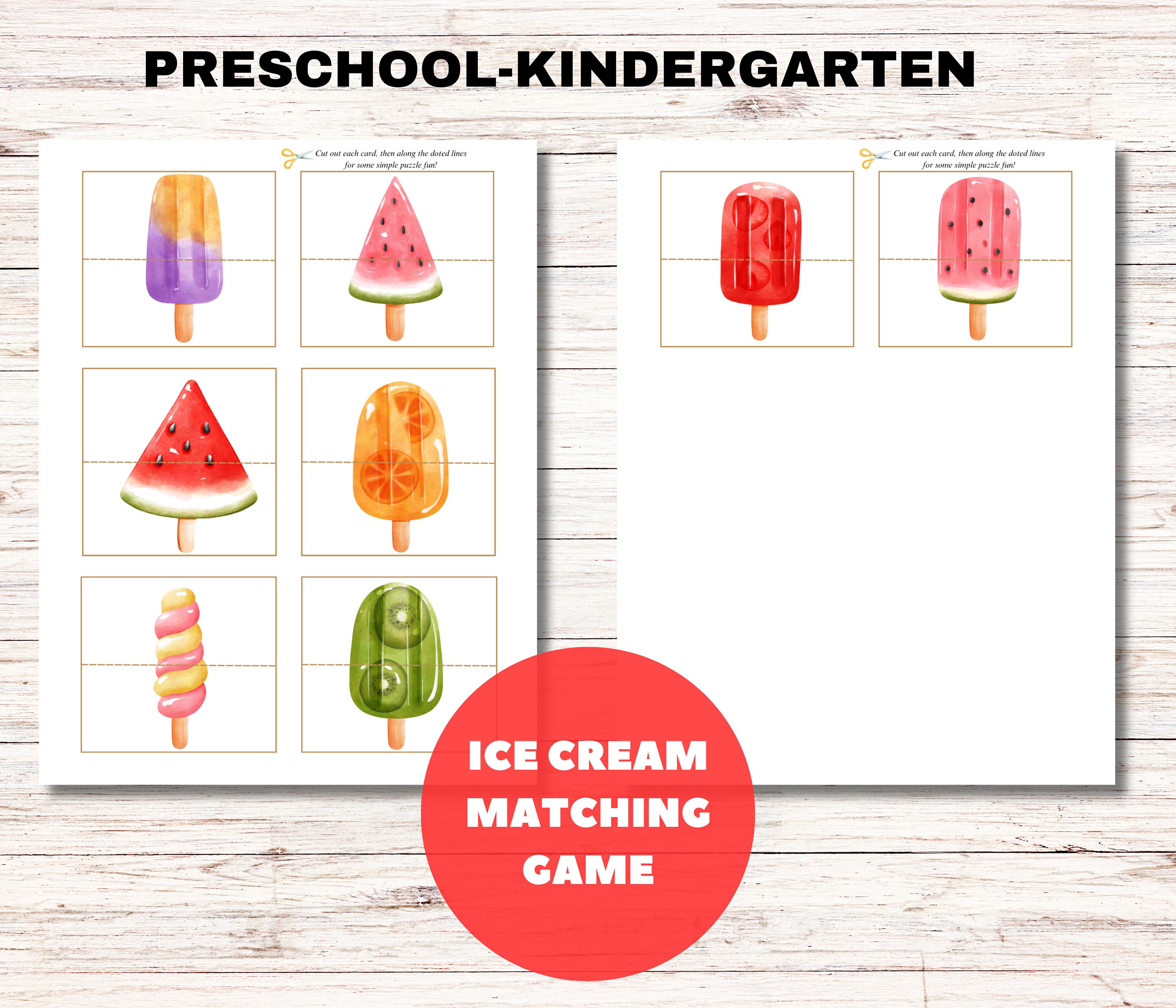 Ice Cream Matching Game for Kids, 20 Ice Cream Puzzles, Matching ...