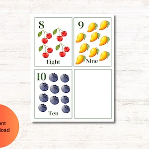 FRUITS NUMBERS CARDS, Fruits, Educational Cards for Kids , 1-10 ...